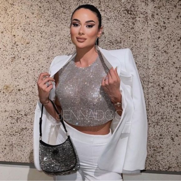 Zara | Tops | Zara Open Back Rhinestone Top | Poshmark